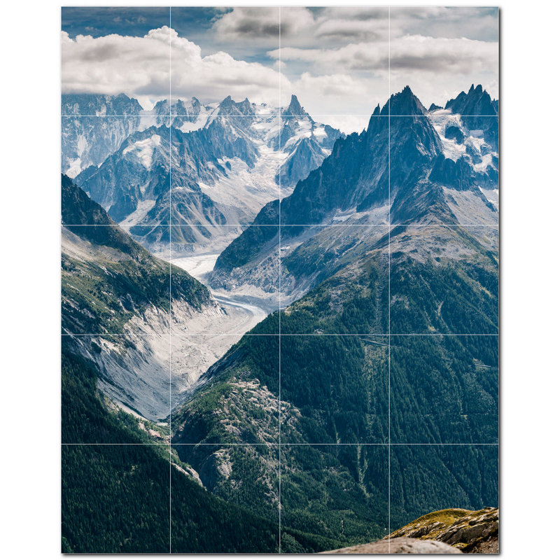 Picture-Tiles.com Mountains Photo 12'' x 12'' Satin Ceramic Decorative Mural | Wayfair